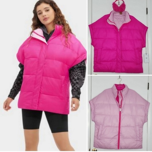 UGG | Jackets & Coats | Ugg Sydnee Reversible Puffer Vest Neon Pink ...